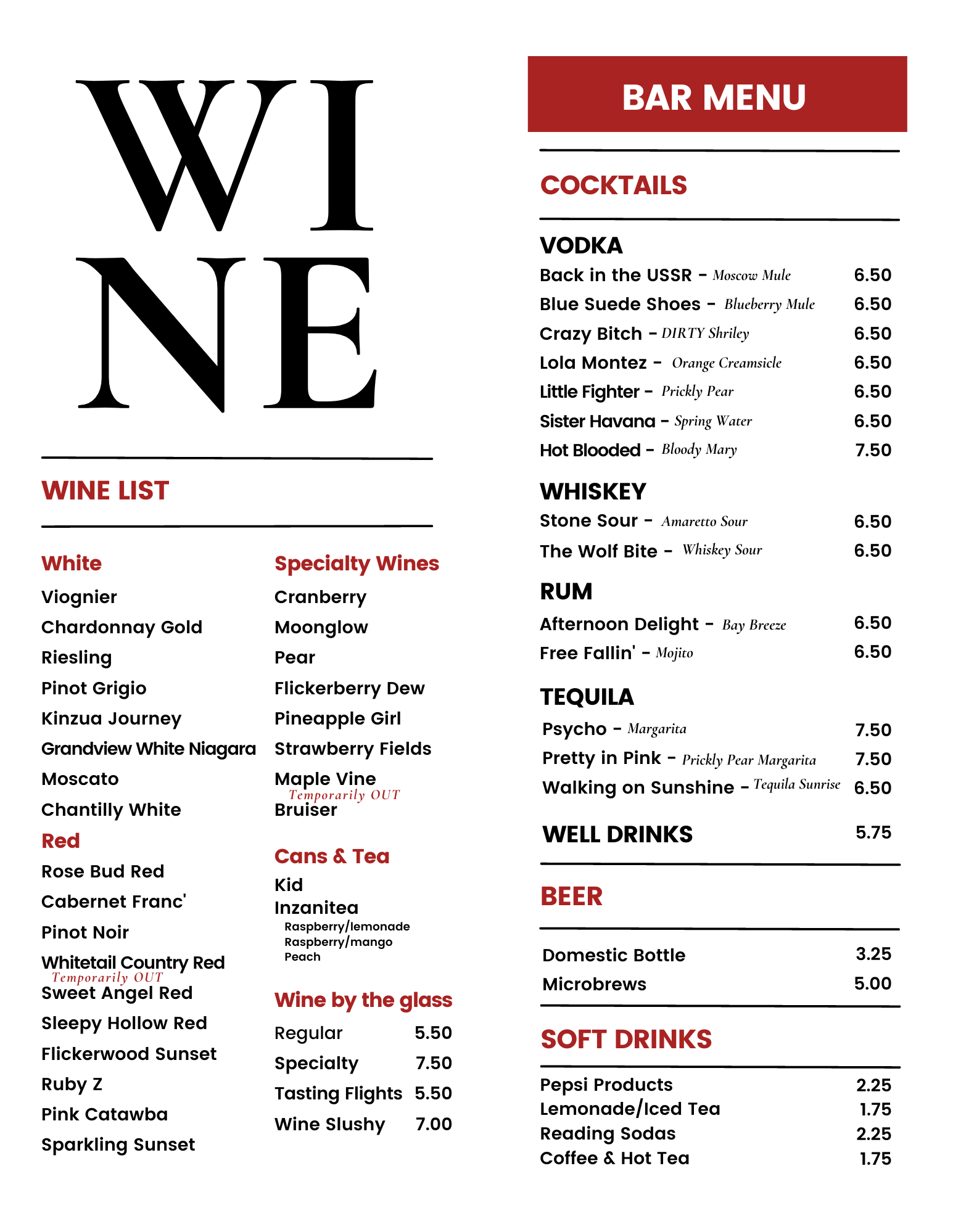 Kane Menu